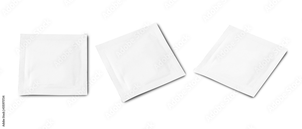 Wet wipe envelope mockup isolated on white background with clipping ...