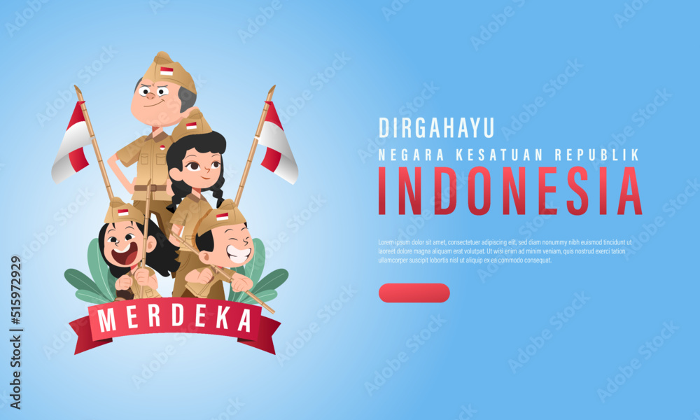 Translation : Happy Independence Day of Indonesia Vector Illustration ...