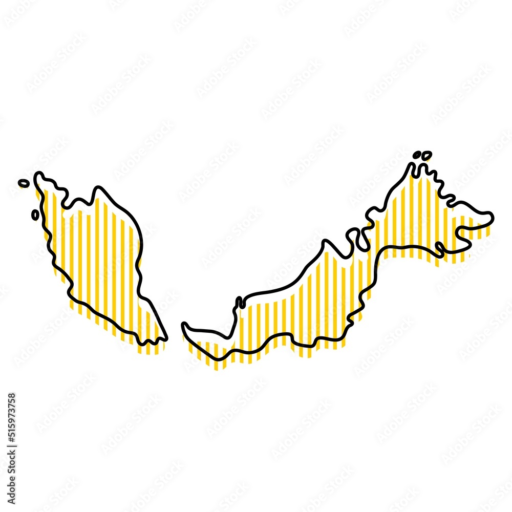 Stylized simple outline map of Malaysia icon. Stock Vector | Adobe Stock