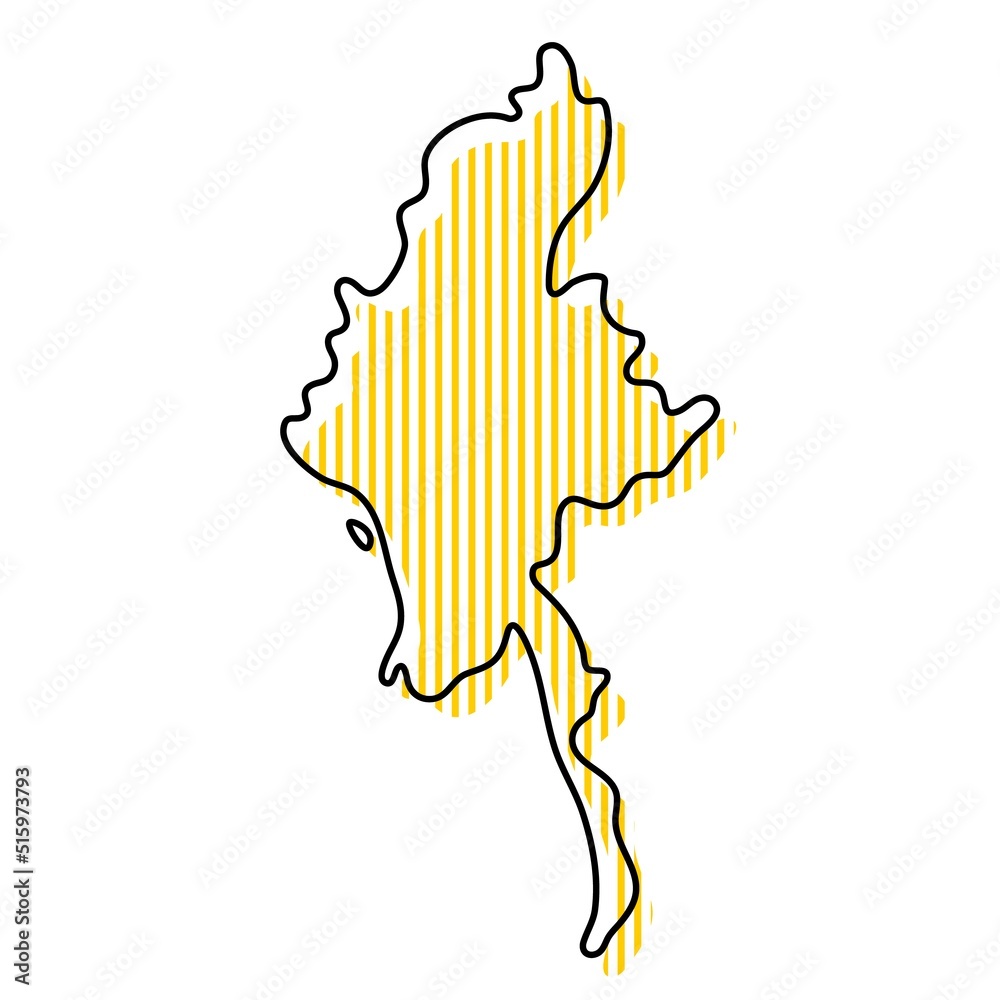 Stylized simple outline map of Myanmar icon. Stock Vector | Adobe Stock