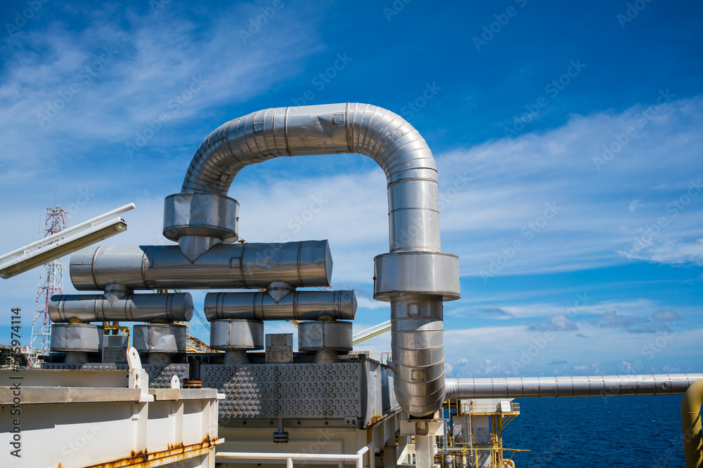 Heating medium oil pipeline protected with stainless steel insulation ...