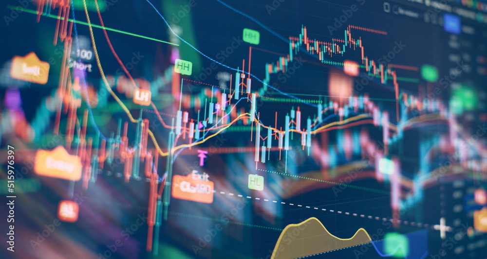 Technical price graph and indicator . Candle stick graph chart of stock ...