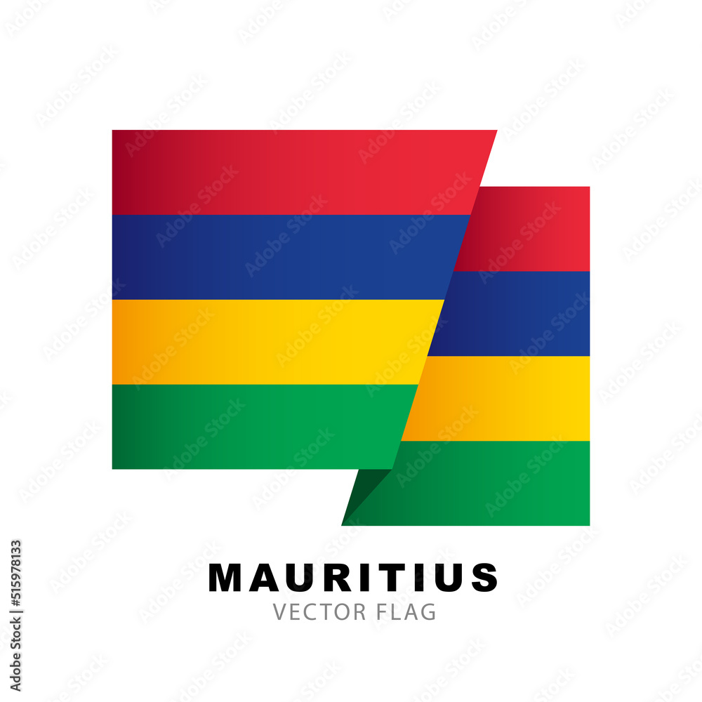 Colorful logo of the Mauritian flag. Flag of Mauritius. Vector ...