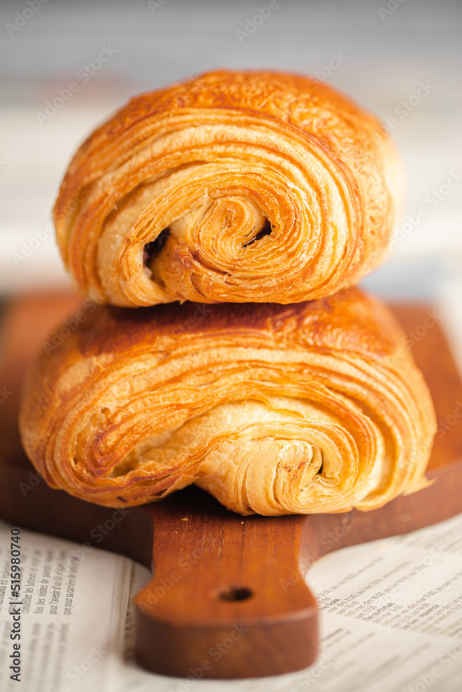 Croissant macro. French croissant with waves. Air baking. Croissant for ...
