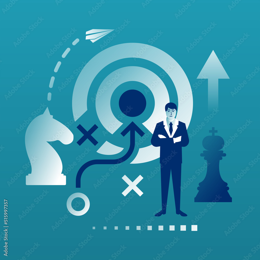Business strategy. Strategist planning winning success. Vector ...