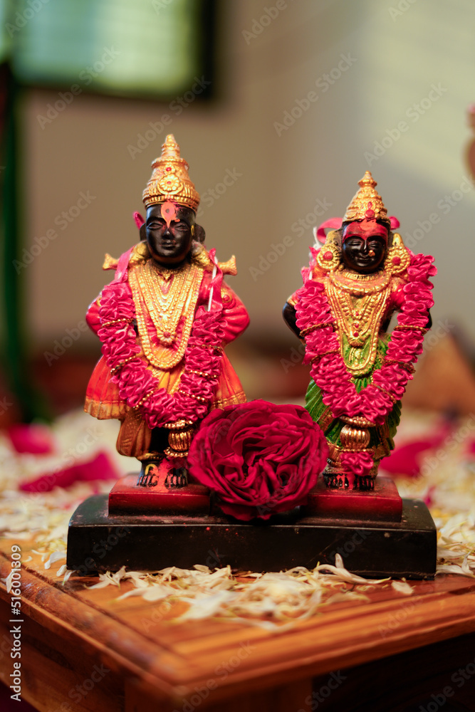 God and Goddess Vitthal Rakhumai Statue in hinduism Stock Photo | Adobe ...