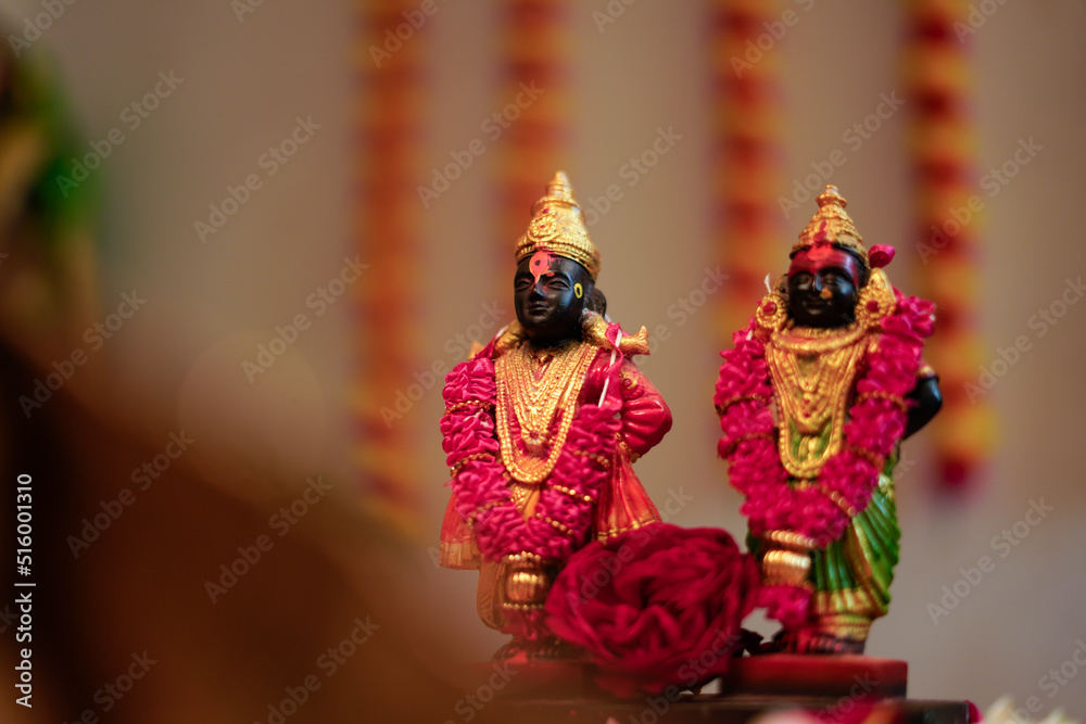 God and Goddess Vitthal Rakhumai Statue in hinduism Stock Photo | Adobe ...
