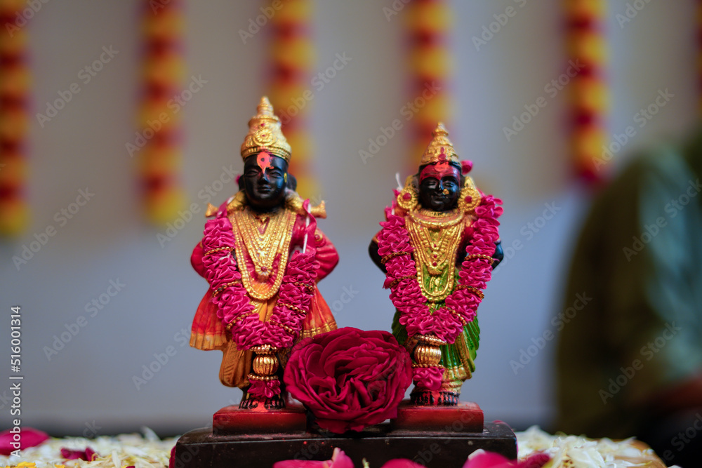 God and Goddess Vitthal Rakhumai Statue in hinduism Stock Photo | Adobe ...