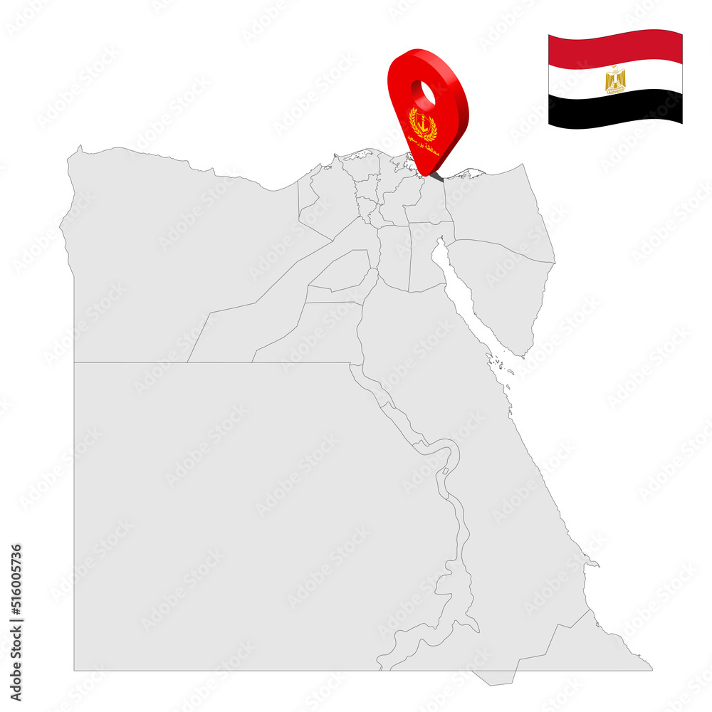 Location Port Said Governorate on map Egypt. 3d location sign similar ...