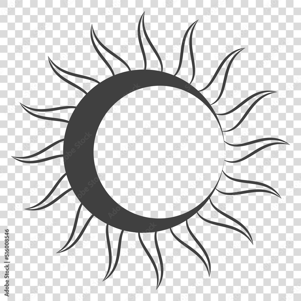 Tribal flaming sun stencil Outline vector illustration Isolated on ...