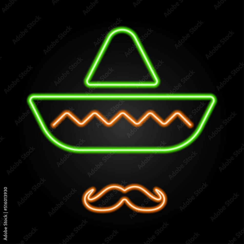 sombrero hat neon sign, modern glowing banner design, colorful modern ...