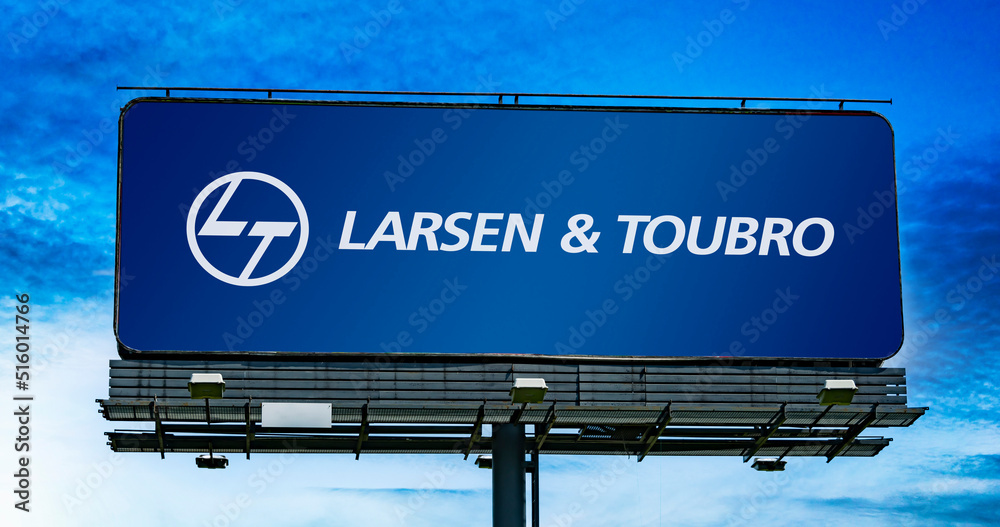 Advertisement billboard displaying logo of Larsen and Toubro Stock ...