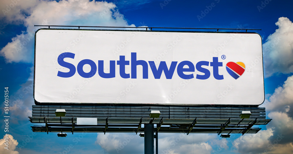 Advertisement billboard displaying logo of Southwest Airlines Stock ...