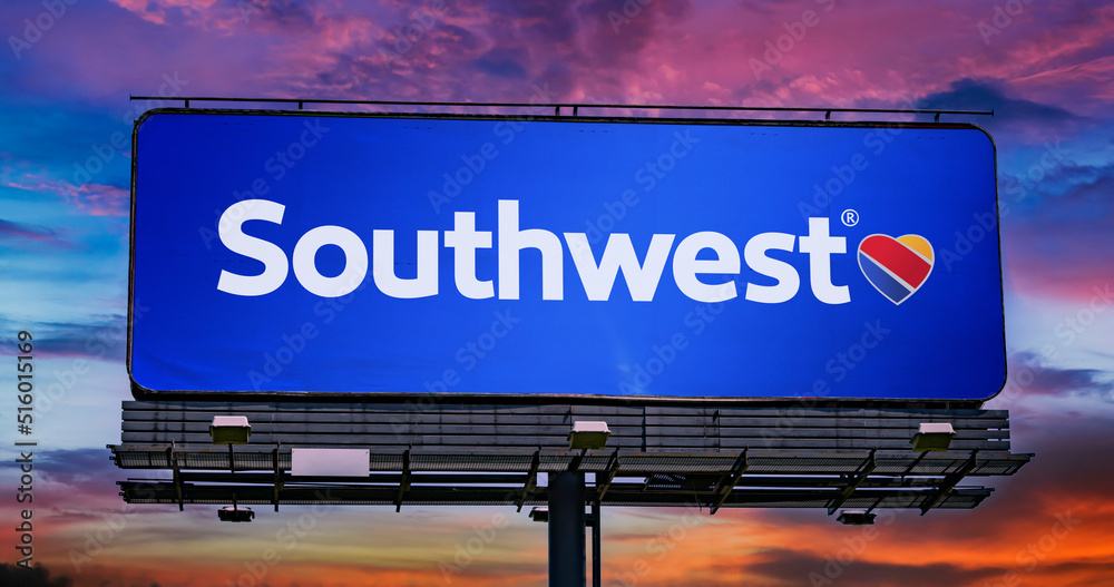 Advertisement billboard displaying logo of Southwest Airlines Stock ...