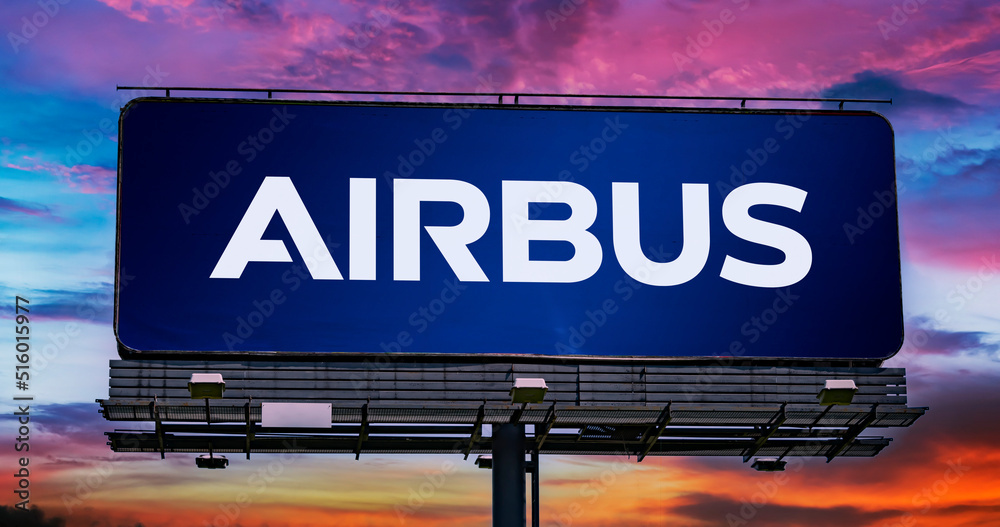 Foto de Advertisement billboard displaying logo of Airbus do Stock ...