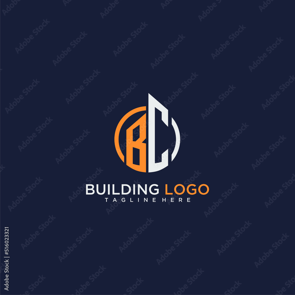 BC initial monogram logo for real estate with building style Stock ...