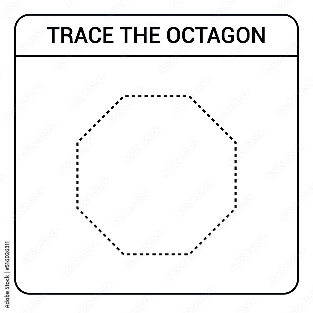 trace the octagon worksheet preschool. Kindergartens educational game ...