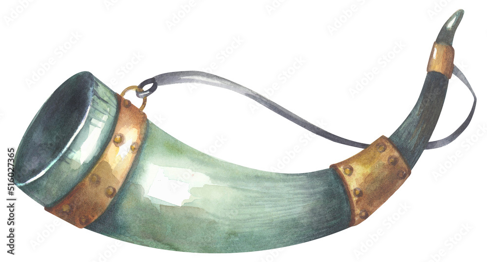 Old drinking horn Stock Illustration | Adobe Stock