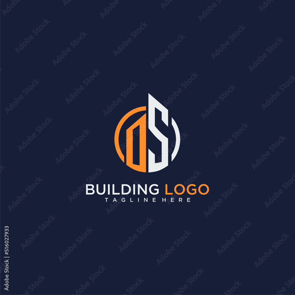 OS initial monogram logo for real estate with building style Stock ...