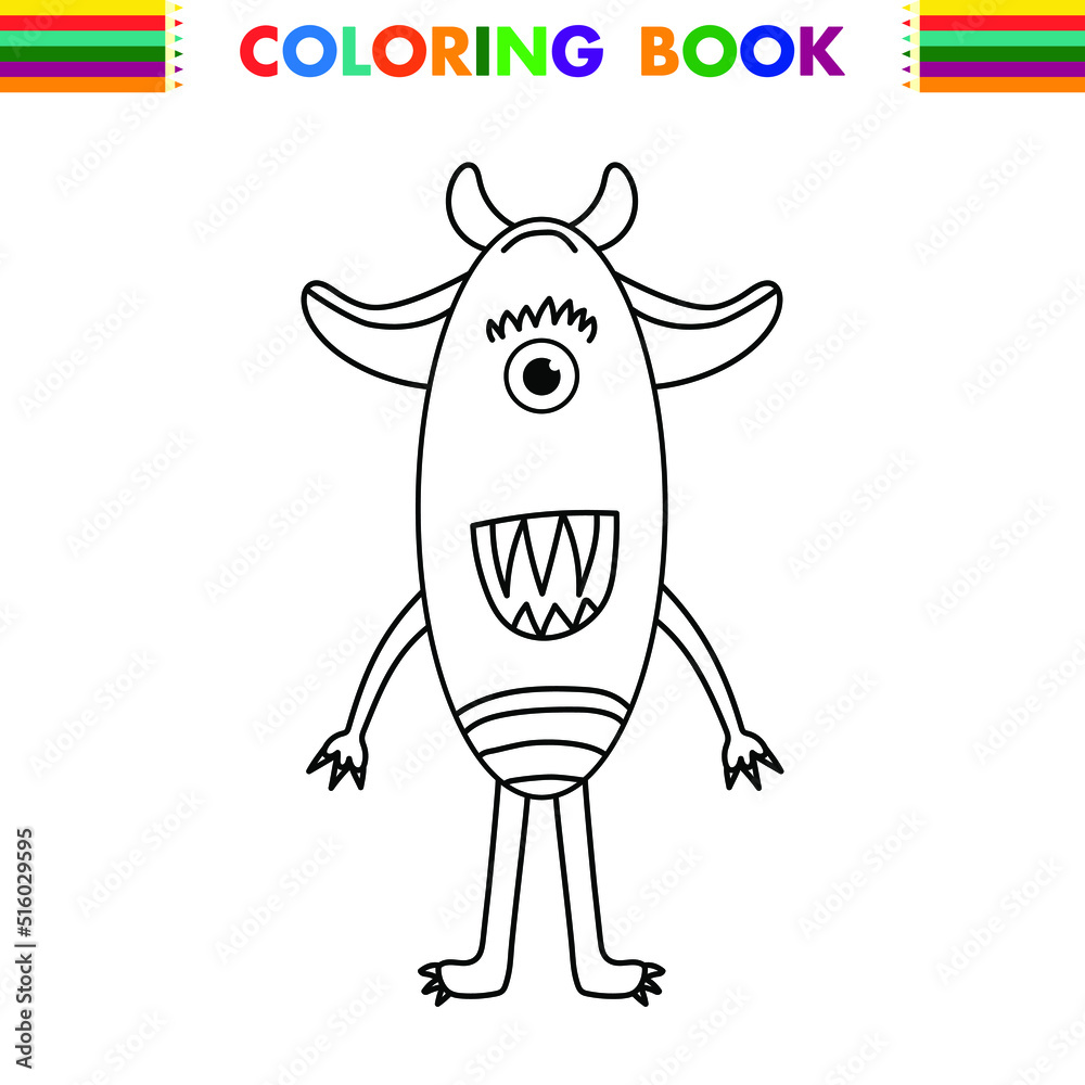 Funny and cute Alien monster with three eyes for kids. Imaginary ...