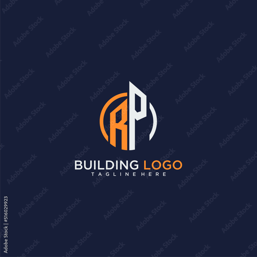 RP initial monogram logo for real estate with building style Stock ...