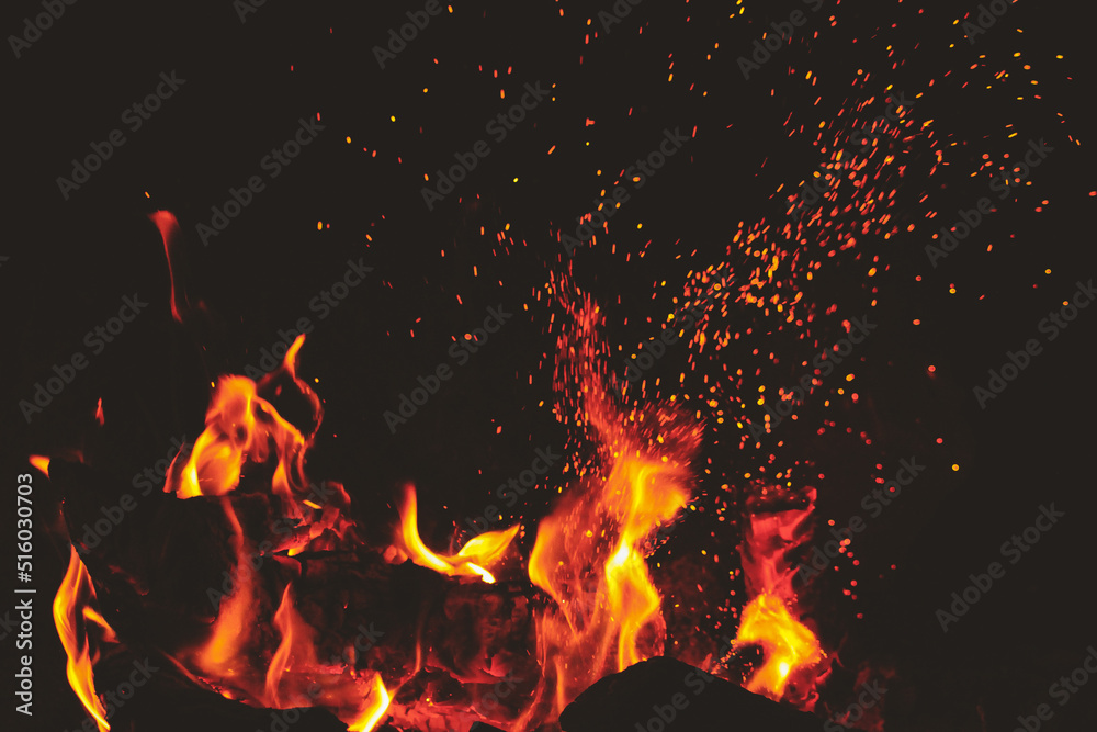 Perftect fire particles embers on background . Smoke fog misty texture ...