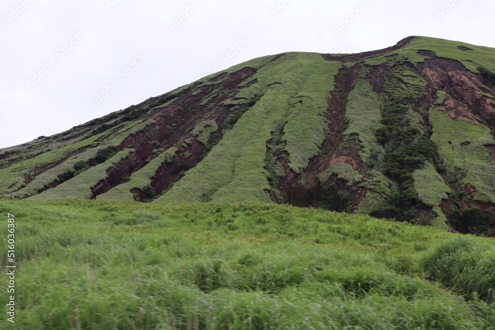 Mount Aso, an active volcano in Japan, where the surface of the ...