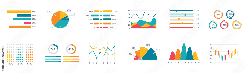 Financial charts, information data statistics, diagrams, financial information, market charts ...