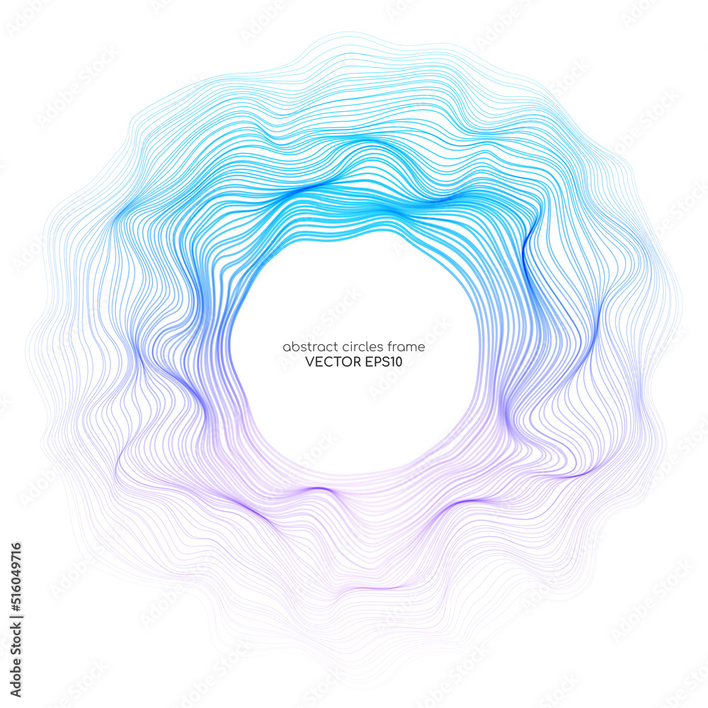 Abstract 3D sphere flowing light lines wave colorful blue purple pink ...