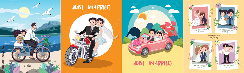 Wedding couple and married Chibi Characters Vector Illustation Stock ...