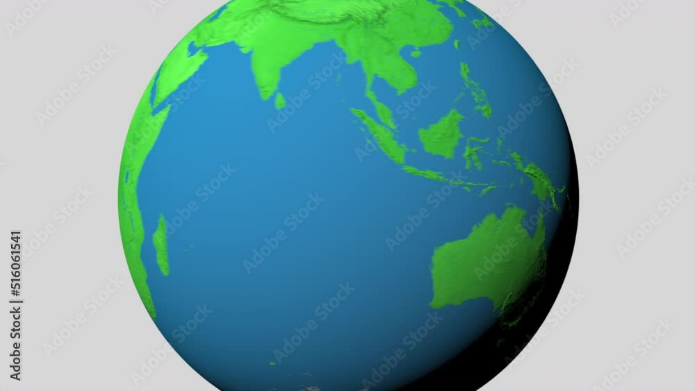 Seamless looping animation of the earth zooming in to the 3d map of ...