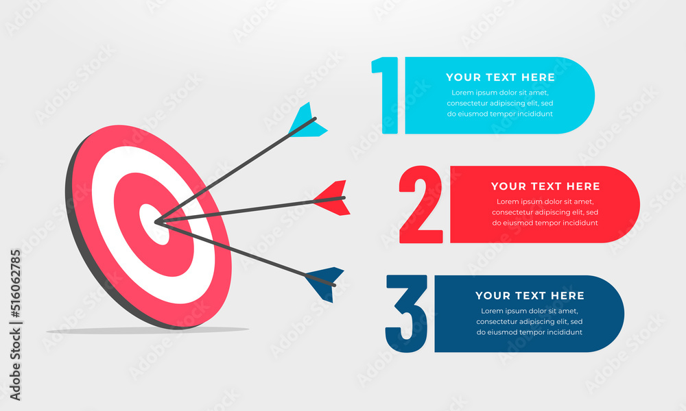 Goals infographic template. Business concept with 3 steps. Stock Vector ...