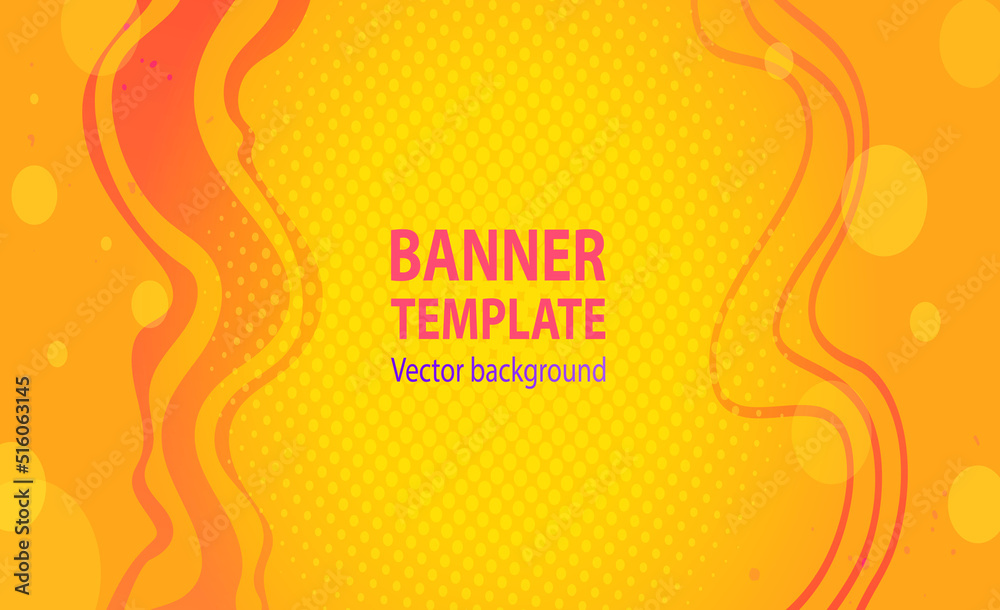 Vector design of a banner template with bright orange and yellow colors ...