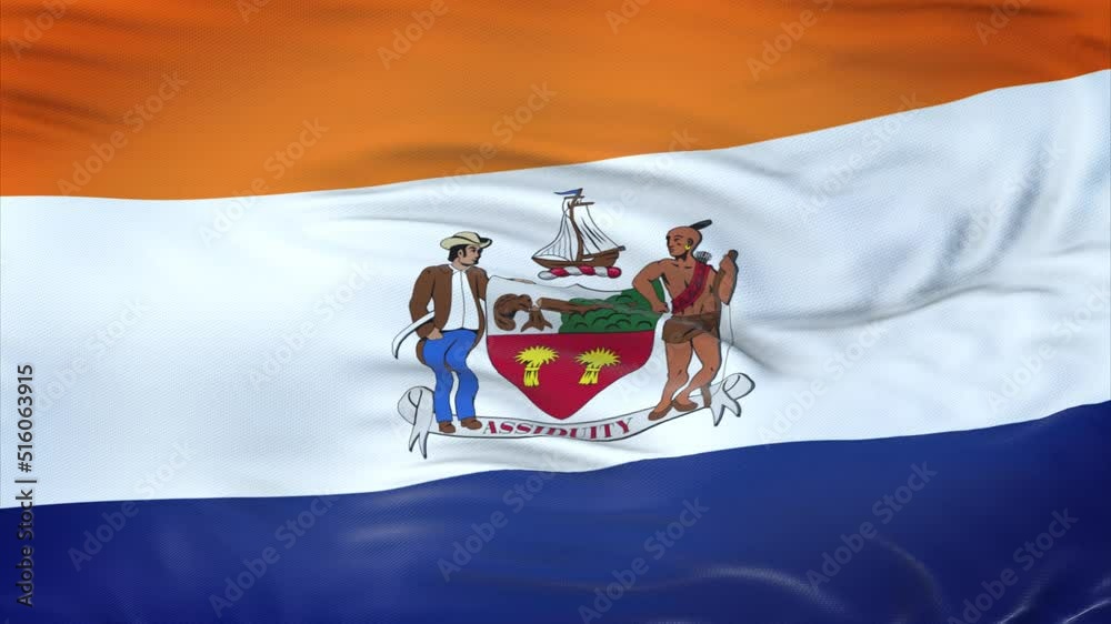 Albany (city in New York state USA) flag waving in the wind with highly ...