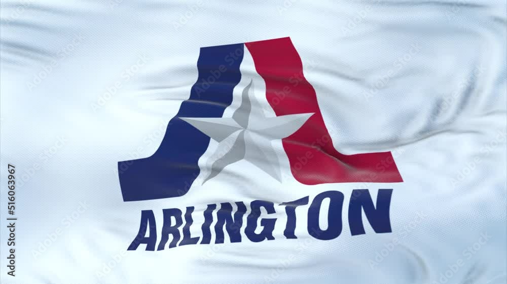 Arlington (city in Texas state USA) flag waving in the wind with highly ...