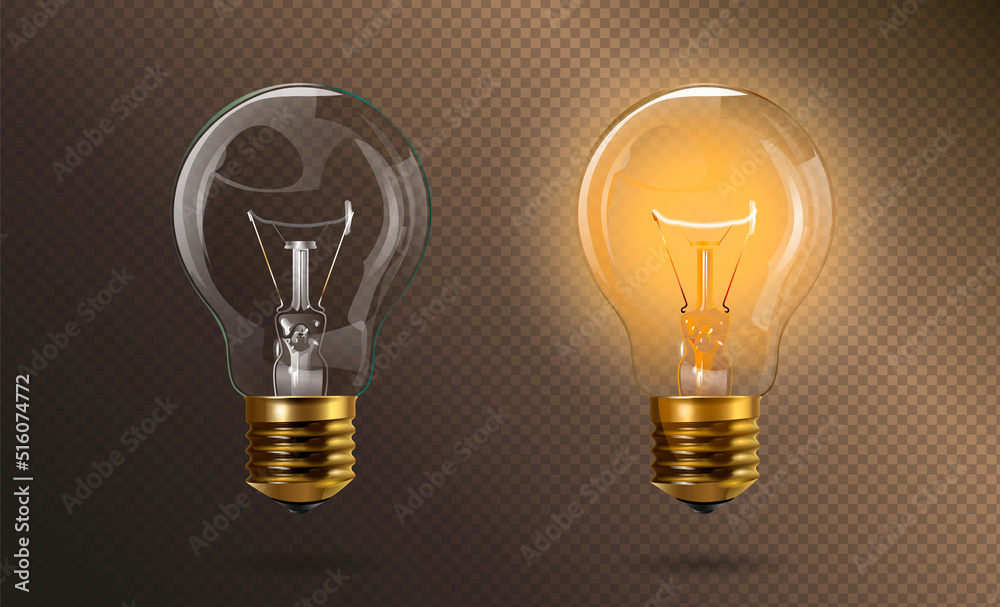 Retro transparent electric edison light bulb with a gold base in ...