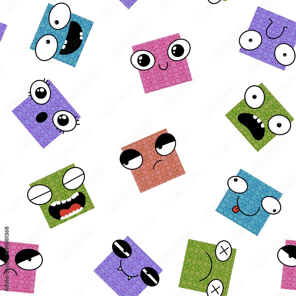 Square monsters seamless cartoon kids pattern for clothes print and ...