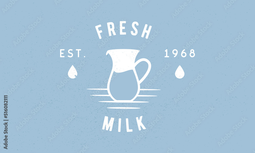 Milk logo. Fresh milk vintage design logo, poster. Logo of milk for ...