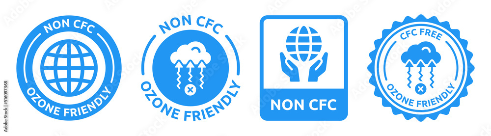 Non CFC ozone friendly badge vector icon set illustration. Stock Vector ...