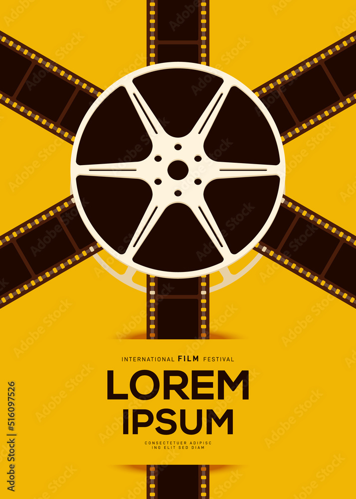 Movie and film poster design template background with film reel Stock ...