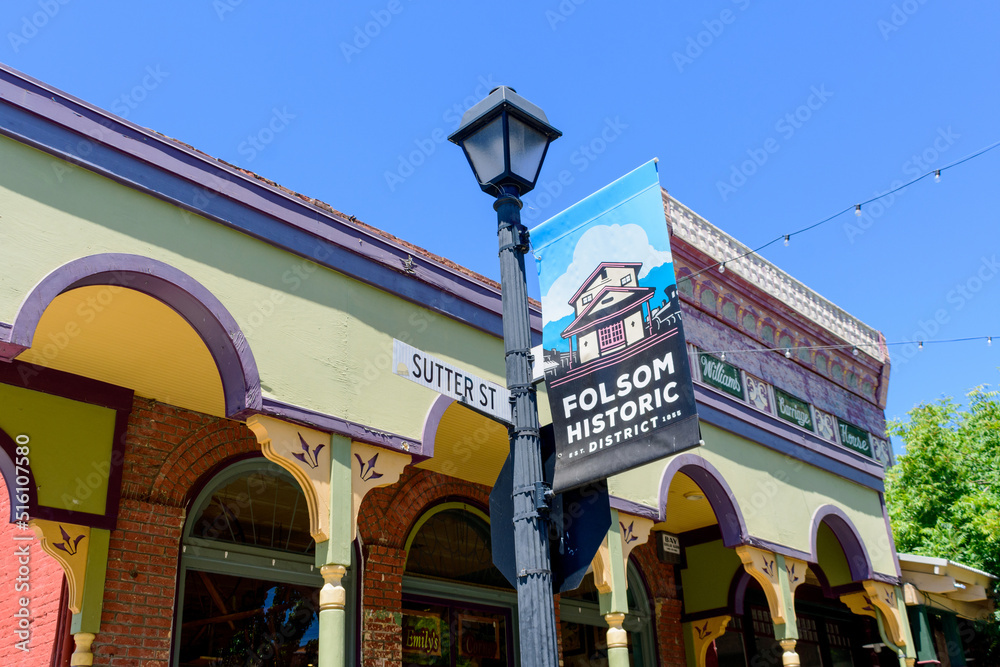 Folsom Historic District banner on street light pole - Folsom ...