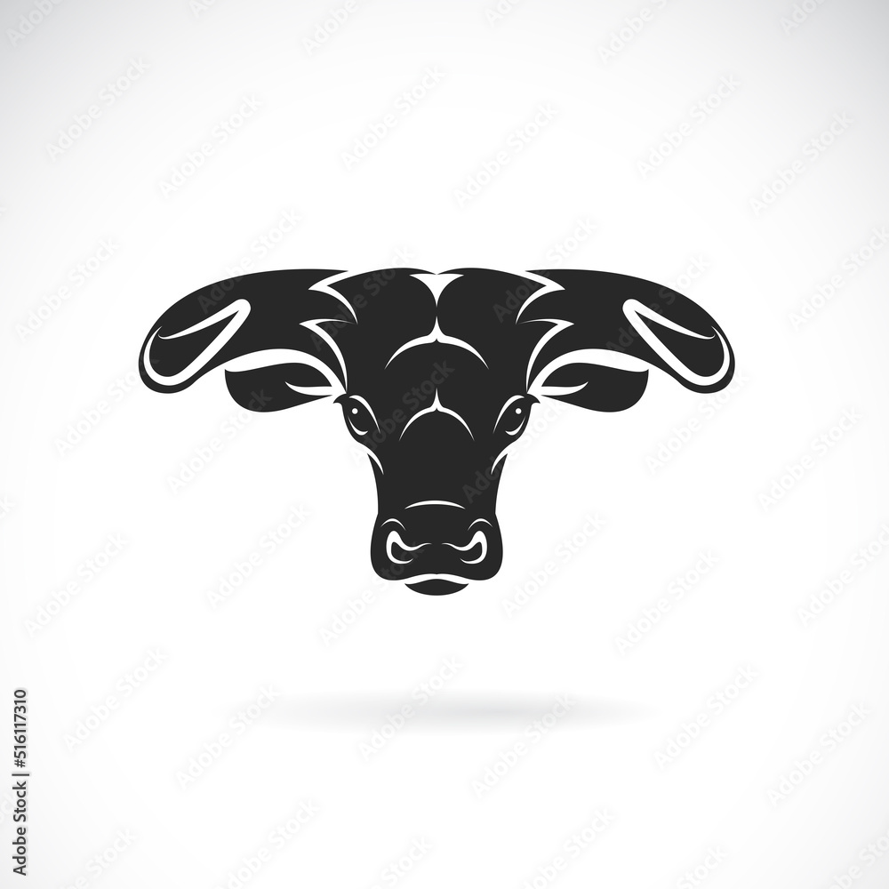 Vector of bull head design on white background., Wild Animals. Easy ...
