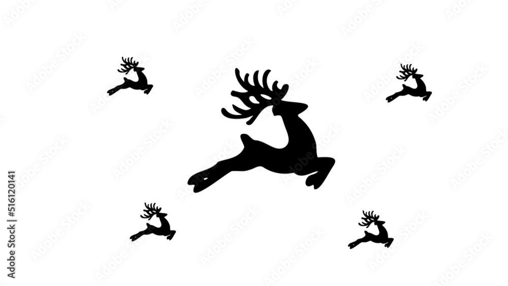 Zoom in and out animation the Christmas deer symbol. Large black symbol ...