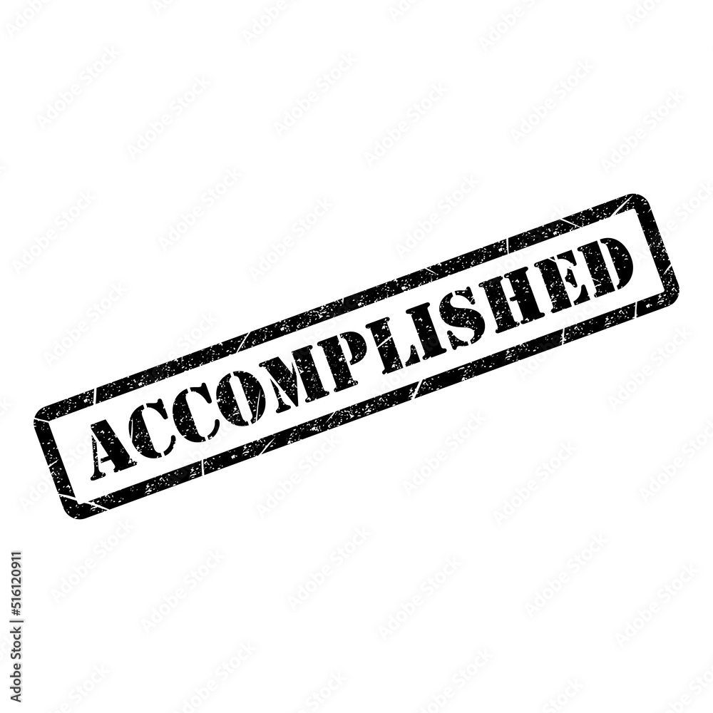 Accomplished stamp symbol, label sticker sign button, text banner ...