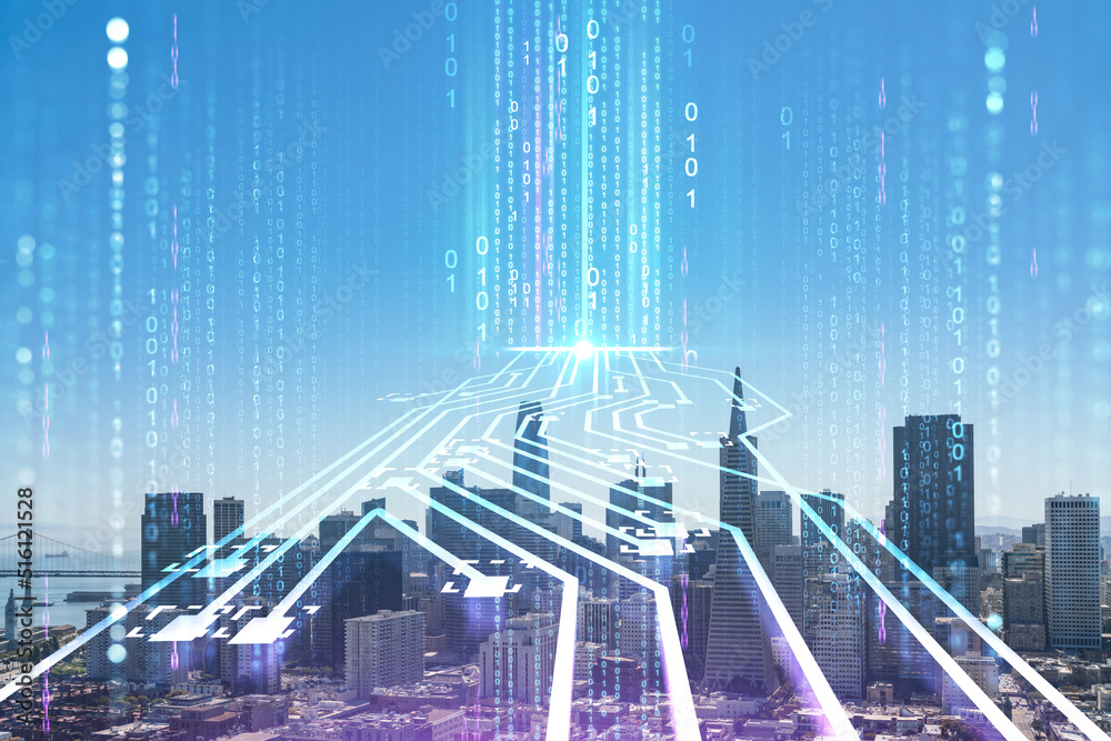 San Francisco skyline from Coit Tower to Financial District and ...