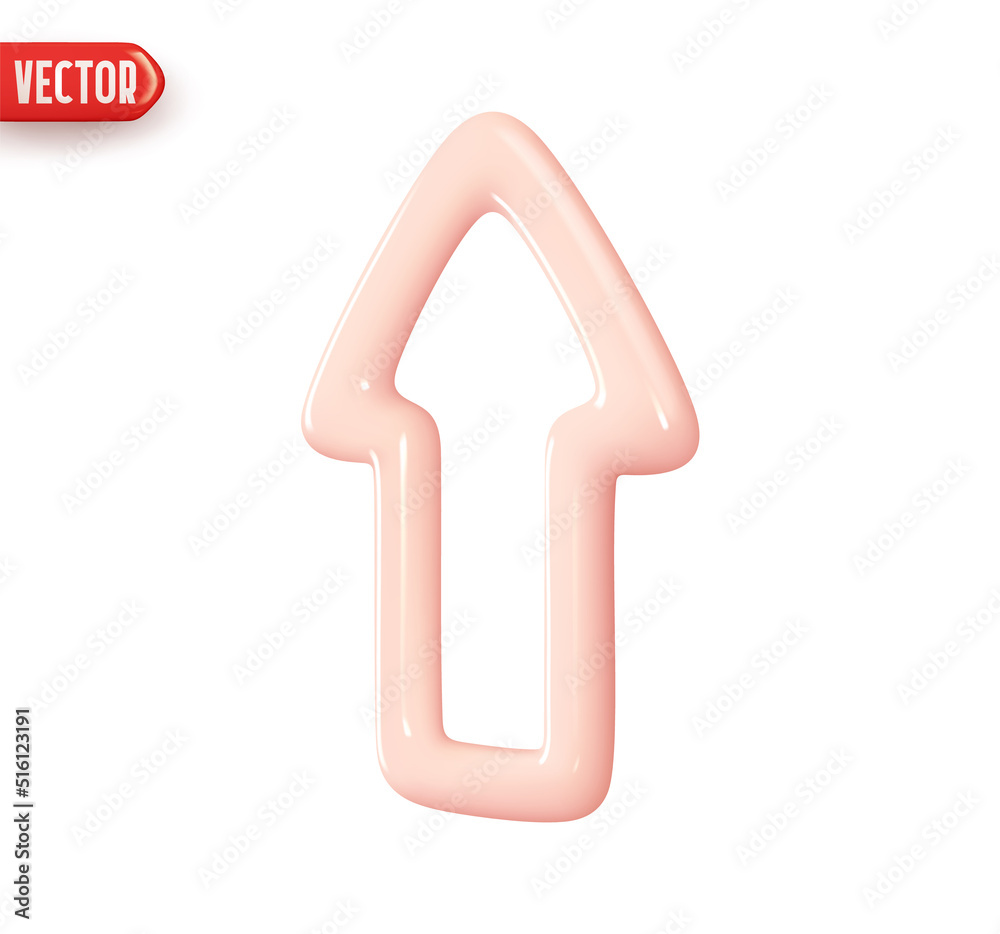Arrow pointing up. Realistic 3d design In plastic cartoon style. Icon ...