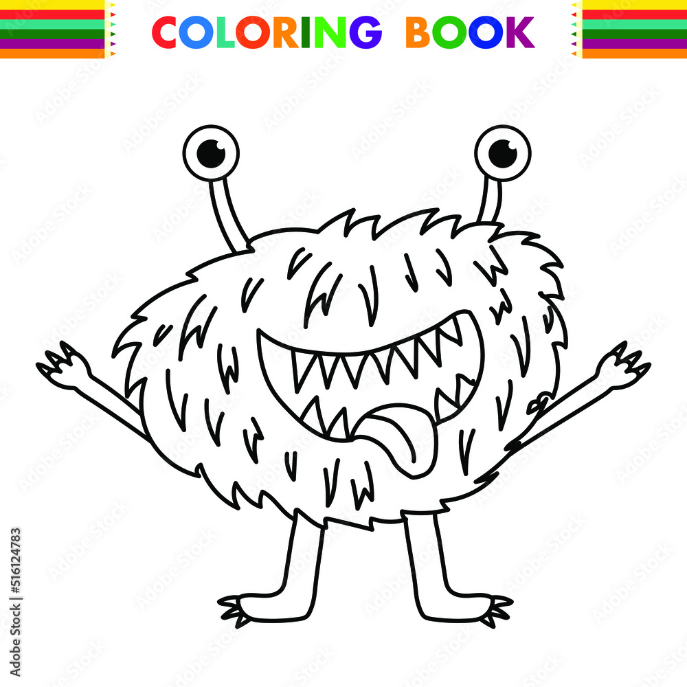 Funny and cute Alien monster with three eyes for kids. Imaginary ...