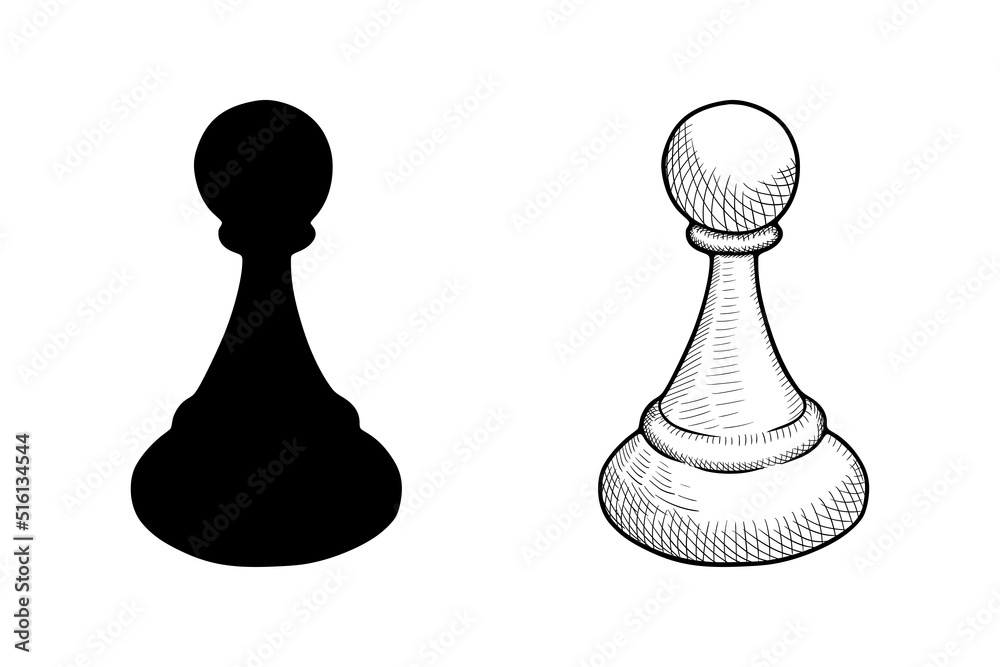 Hand drawn vector sketch. Chess piece isolated on white background ...