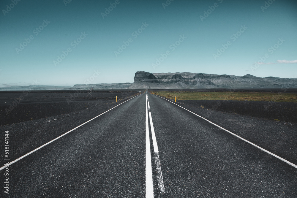 Very picturesque empty road in iceland in summer. Asphalt road as a ...