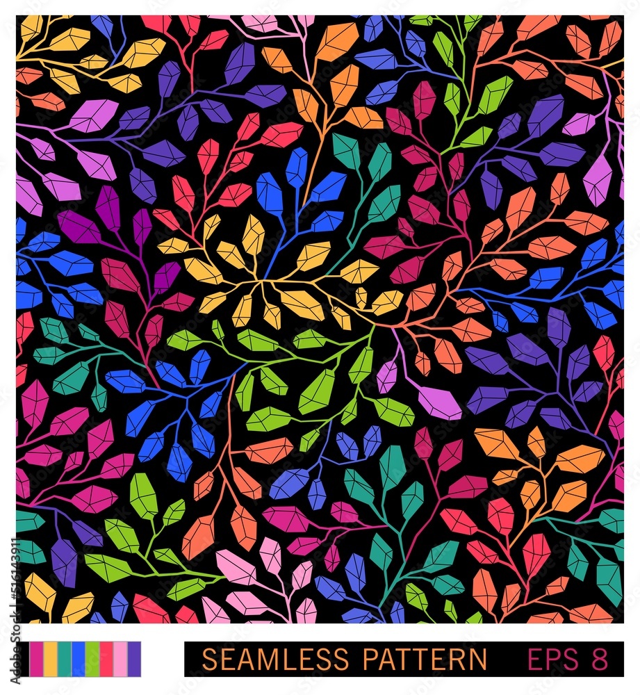 Seamless pattern. Deposit of precious stones. Fabulous composition of ...